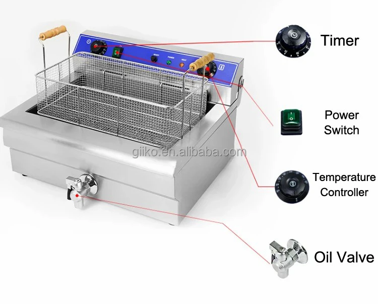 Industrial Fryer Electric Countertop Fryer Stainless Steel Deep Fryer ...