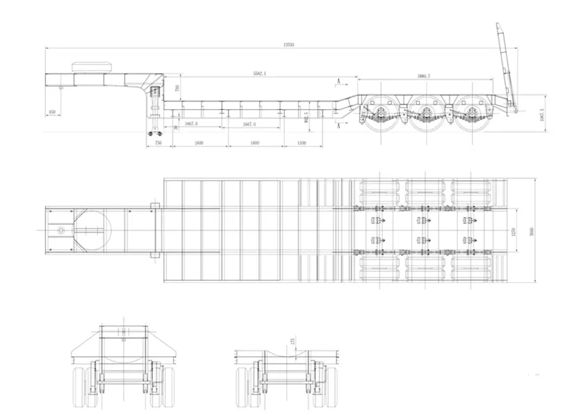 Cheap Price Used 13m 3axle Lowbed Truck 60 Ton New Low Loader Bed Semi ...
