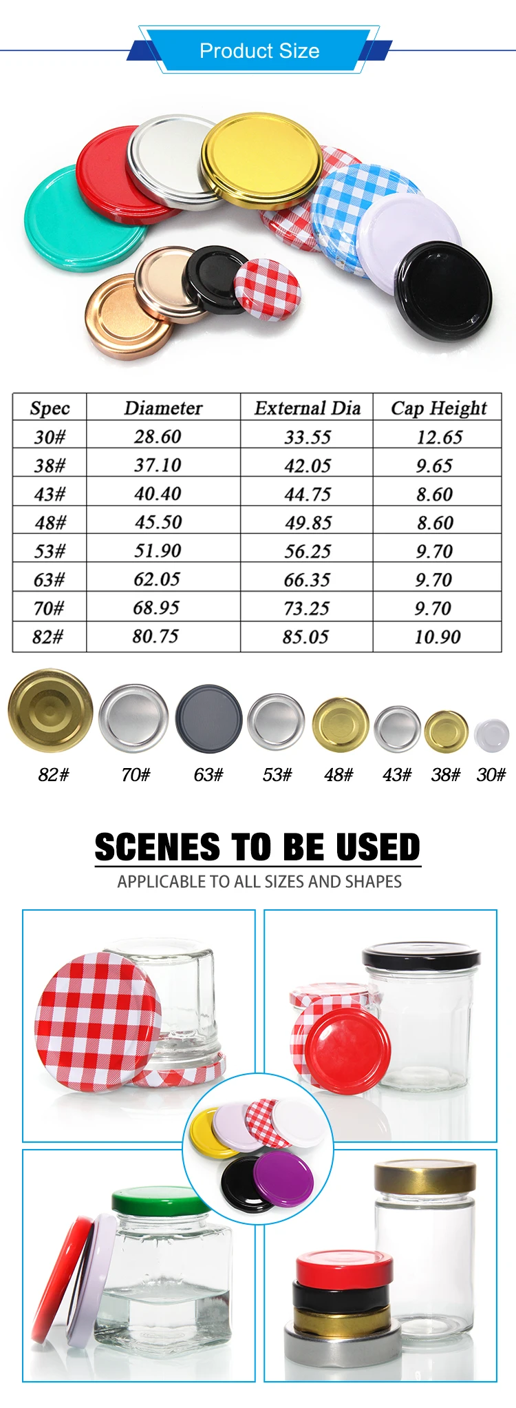 Cheap Metal Lug Cap 38mm 43mm 48mm 53mm Twist Off Lug Cap Metal Lid For ...