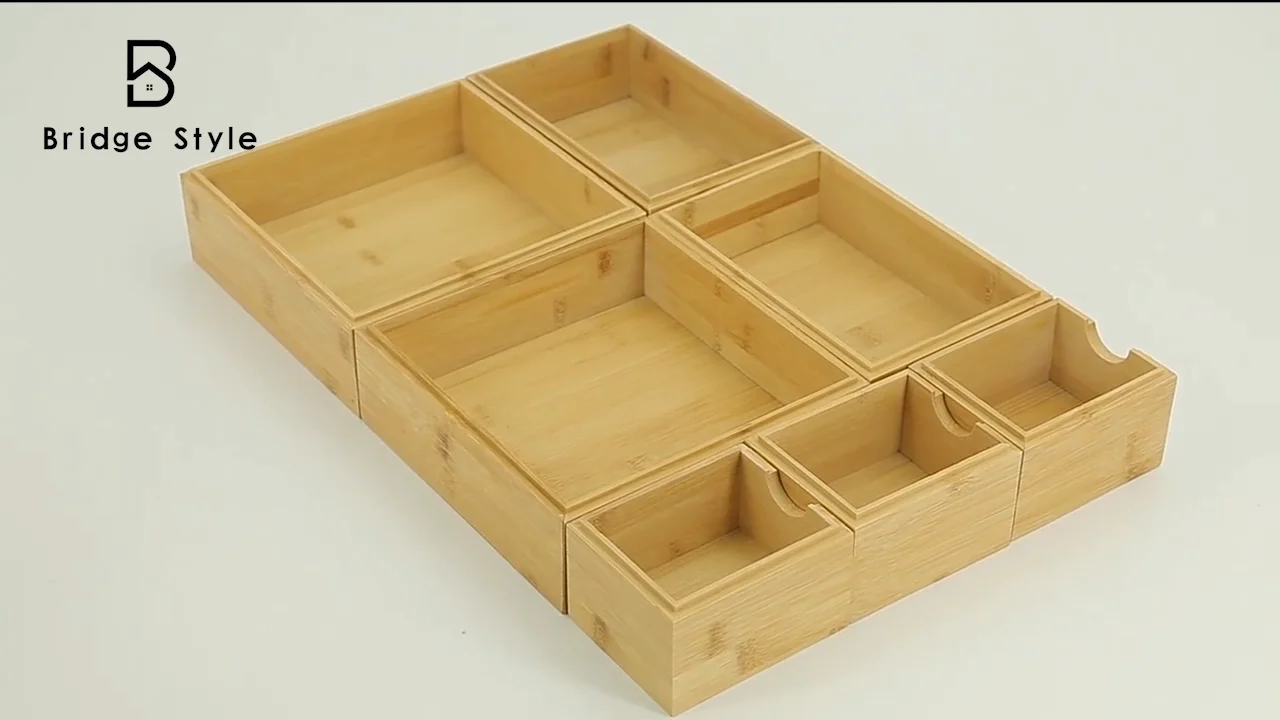 Bamboo Desktop Organizer 3 Drawers Household Bamboo Storage Box Space ...