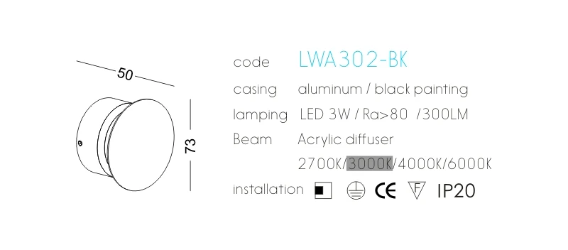 Aluminium White Painted 3w Small Led Wall Light Round Shaped Wall Lamps ...