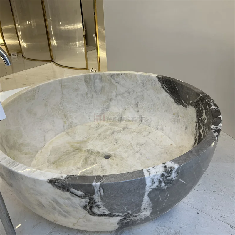 Newstar New Design Stone Round Bathtubs Marble Stone Freestanding Bath ...