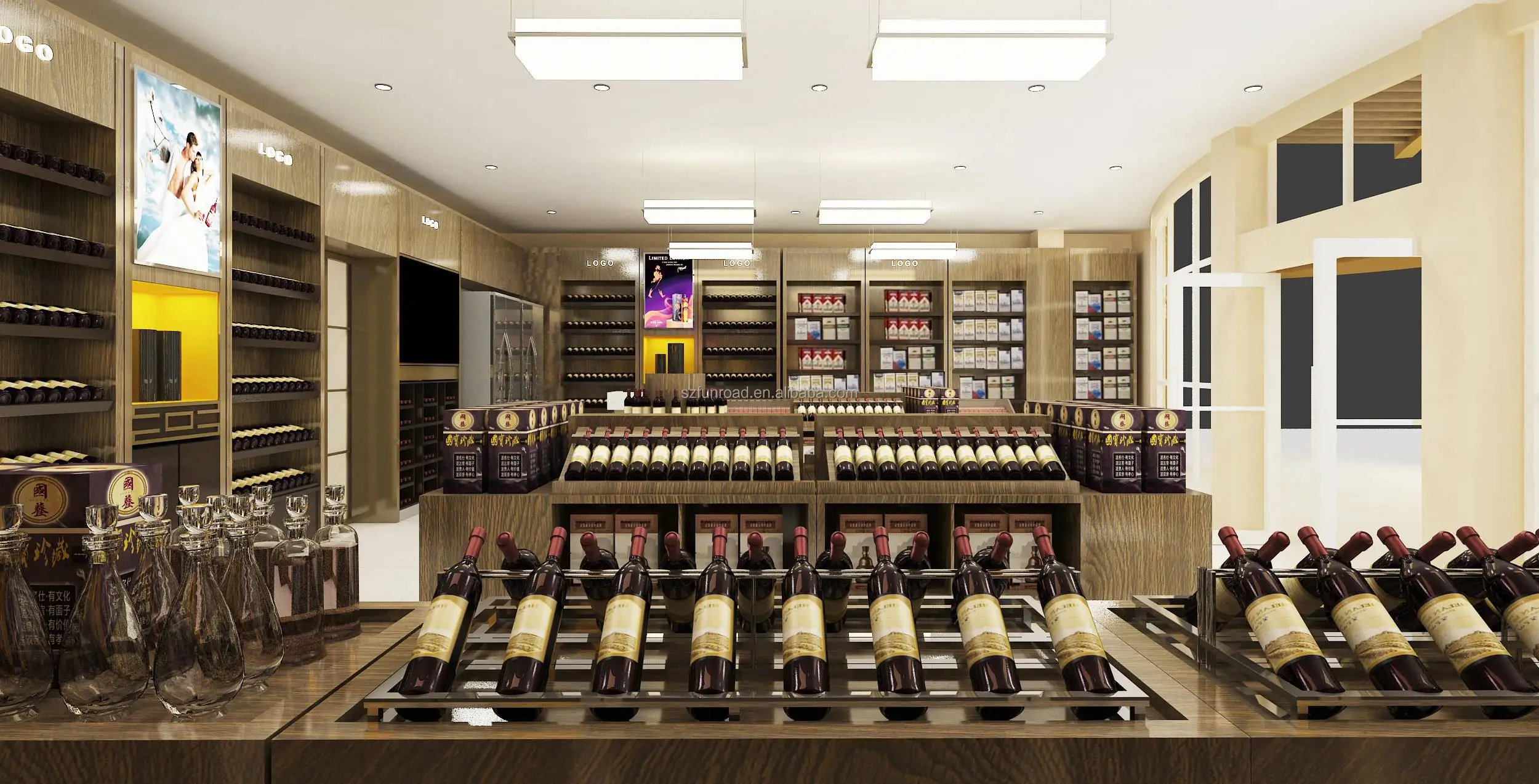 Wooden Modern Shop Counter Design For Wine Store Liquor Store Wine ...