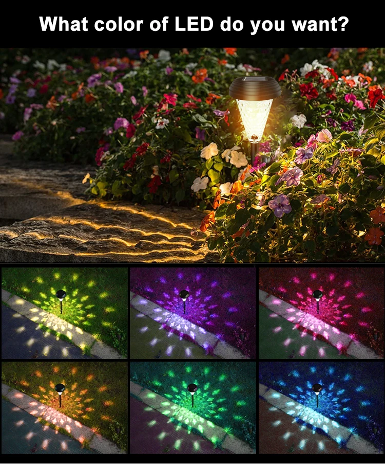 Hot Sale 4/8 Pack RGB LED Solar Garden Lights Decorative Glass Lens ...