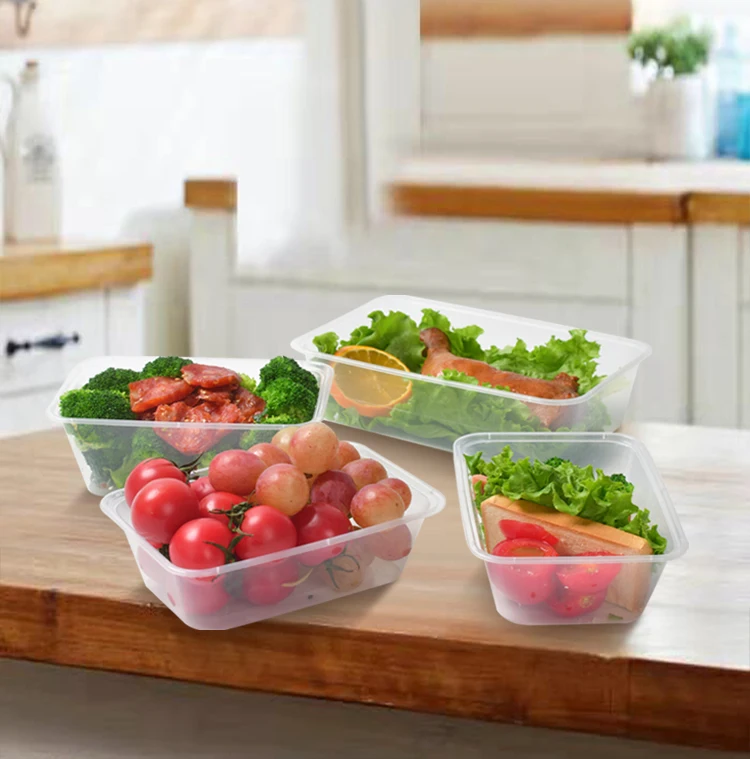 Double-layer Round Disposable Plastic Food Packing Containers Takeaway ...