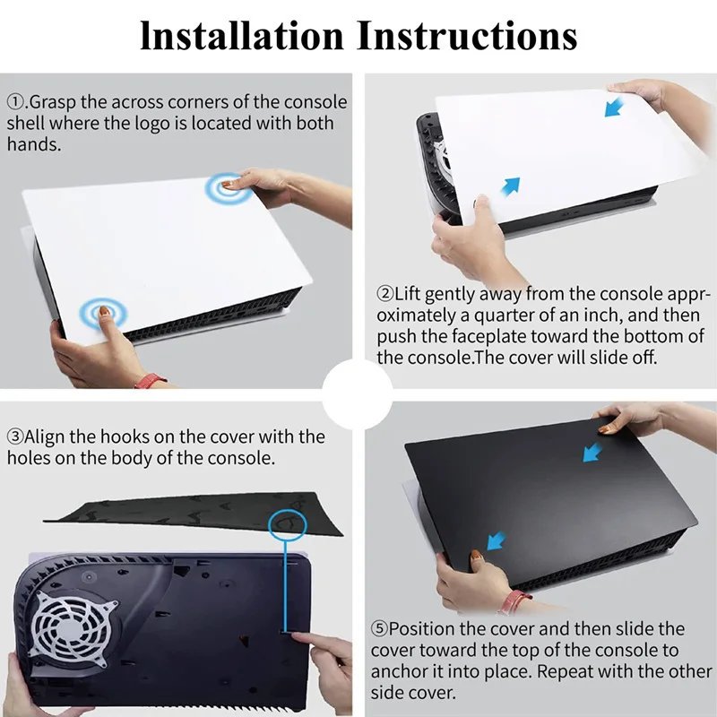 Custom Ps5 Console Front Back Shell Skin Cover Dustproof Anti-scratch ...