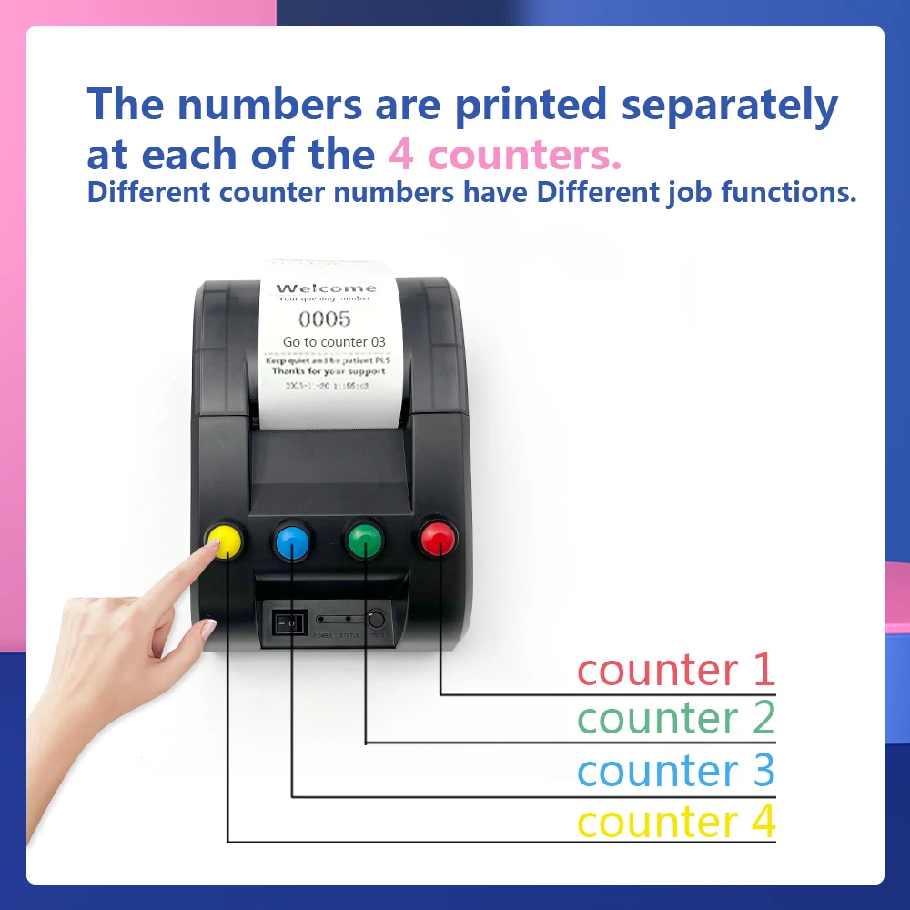 Take A Number Numbering System Display Receiver Thermal Printer For Customers Ticket System For ...