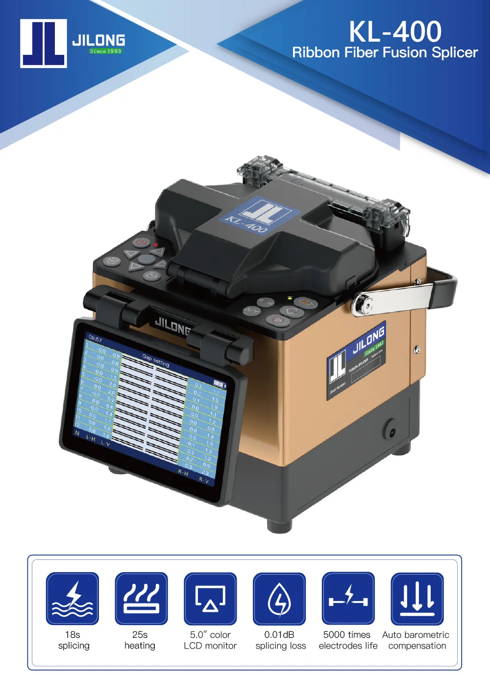 Jilong Kl-400 Ribbon Fiber Fusion Splicer 1-12 Cores With Thermal ...