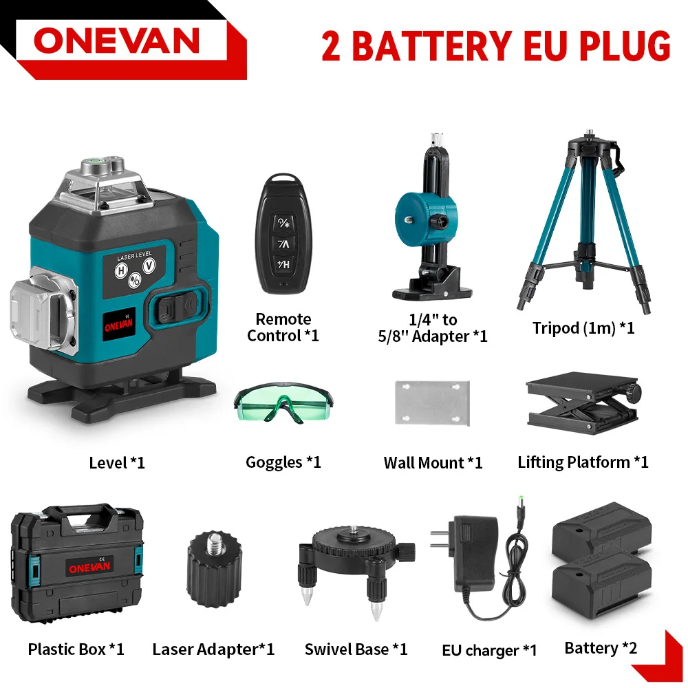 HGLINE 16 Line 4D Green Laser Level with Phone Control - Accurate ...