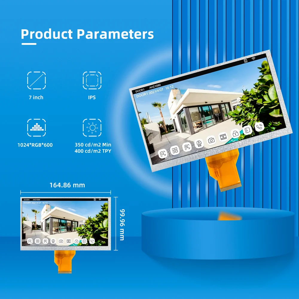 7 Inch IPS TFT LCD Module - 1024x600 Resolution Display