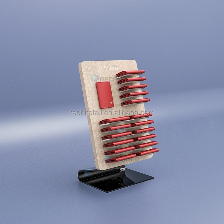 RECHI Custom L Shape Counter Wood Wallets POS Display Stand