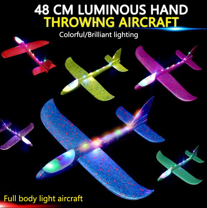 48cm Foam Glider Airplane Throwing Plane Flying Sports Games Led Foam ...