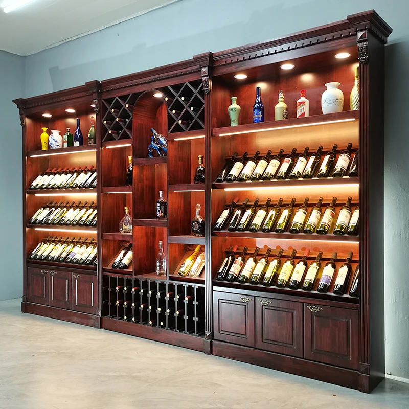 Customized Wine Store Cellar Shelves Wooden Wine Shelf Display Rack ...