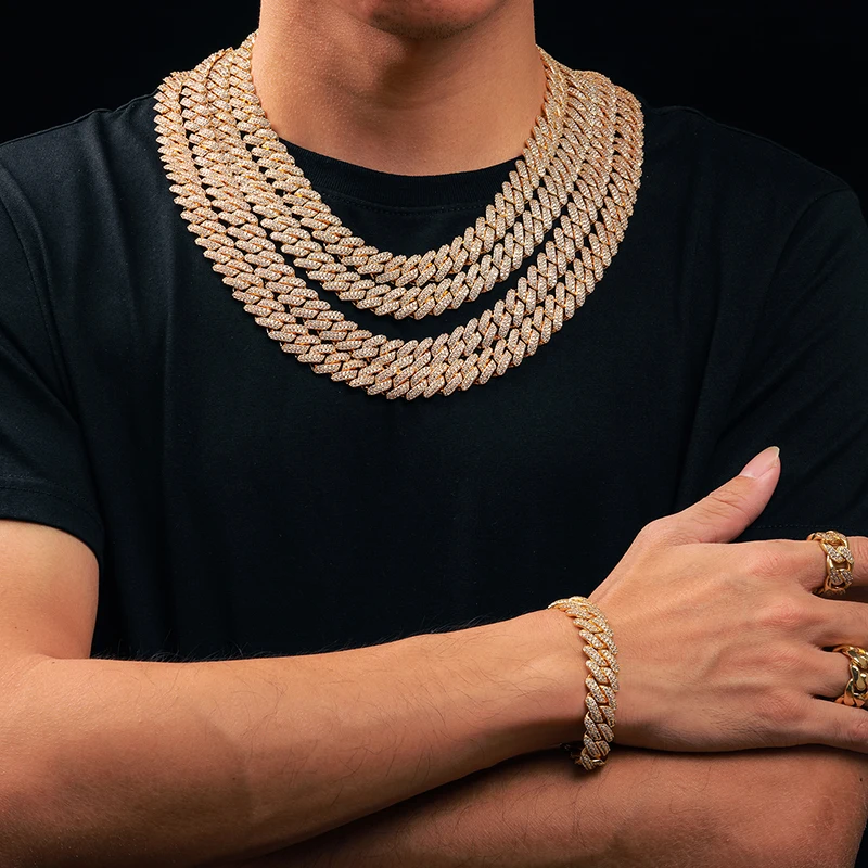 Iced Out Cuban Link Chain - 18k Gold Plated Brass Jewelry