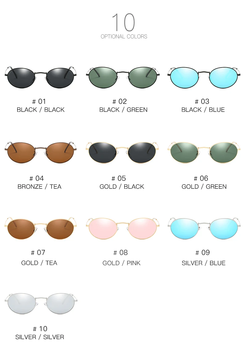 Polarized Sunglasses Elliptical Metal Glasses Women's European and ...