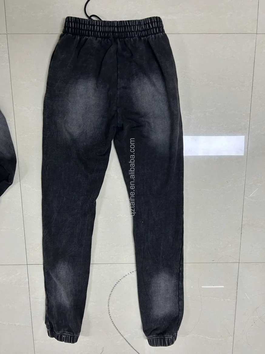 Custom Logo Acid Washed Hoodie and Flared Sweats Sun Faded Tracksuit ...