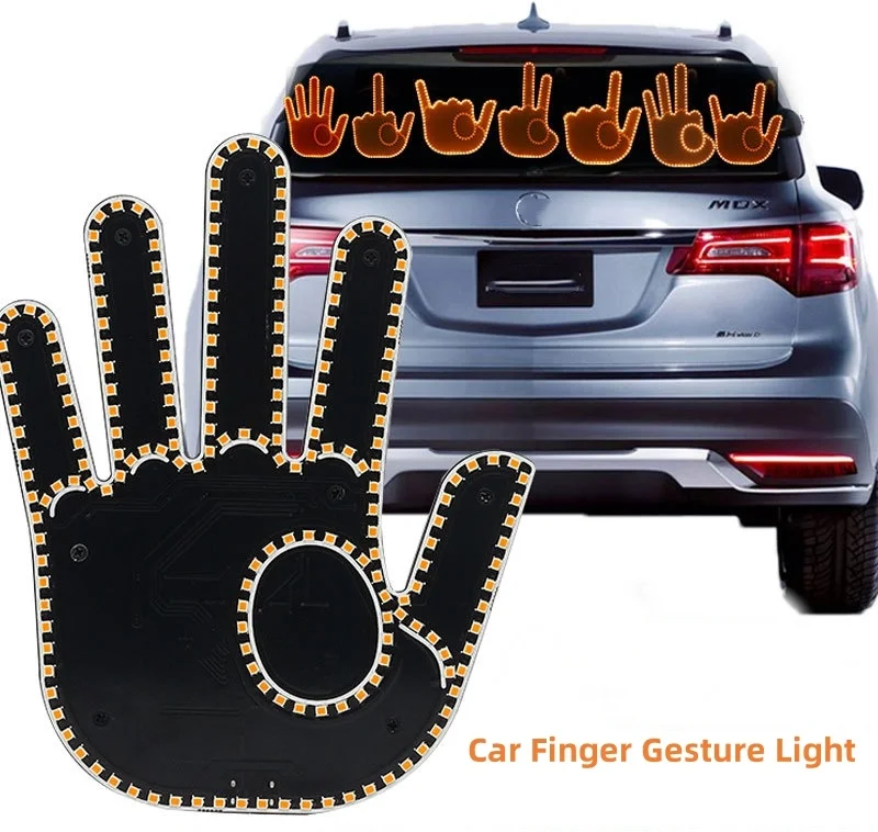 Universal Fun Car Middle Finger LED Light with Remote Car Gadgets ...