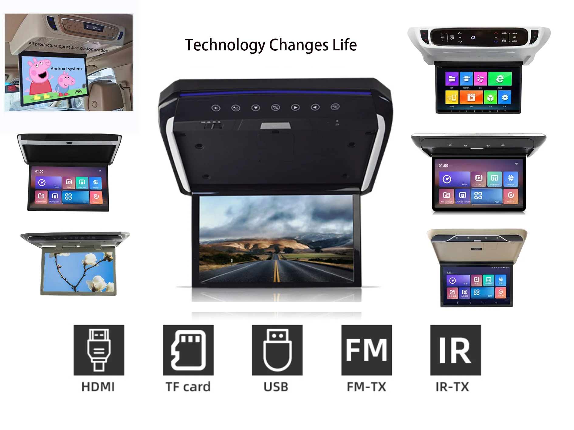 2024 17.3 Inch Luxury Ceiling Display Car Flip Display Android High ...