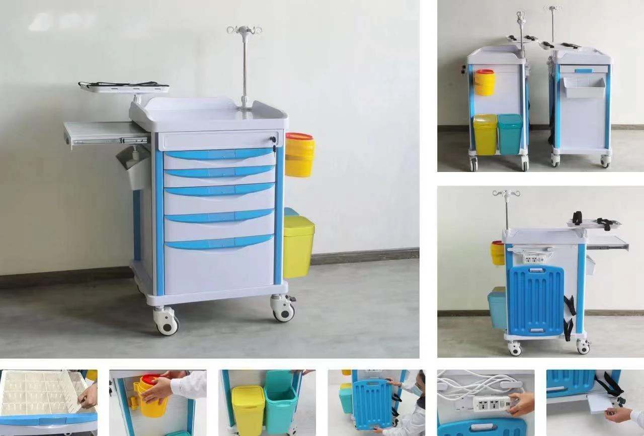 Manhua Medical Trolley Cart Hospital Emergency Treatment Trolley ABS ...
