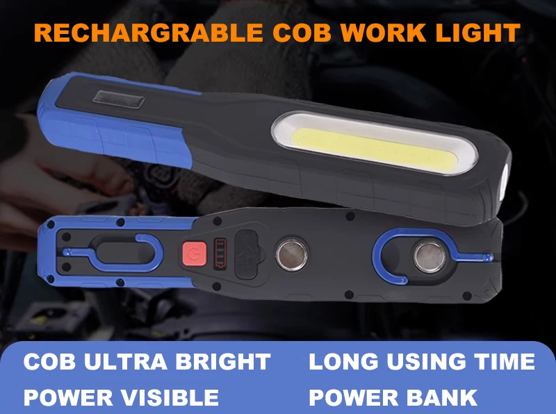 Outdoor Li-Ion Battery Rechargeable Led Work Light 3 in 1 COB Portable ...