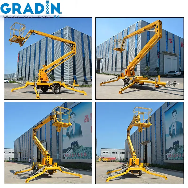 Mounted Aerial Working Boom Trailer Mounted Boom Man Lift 8m Portable ...
