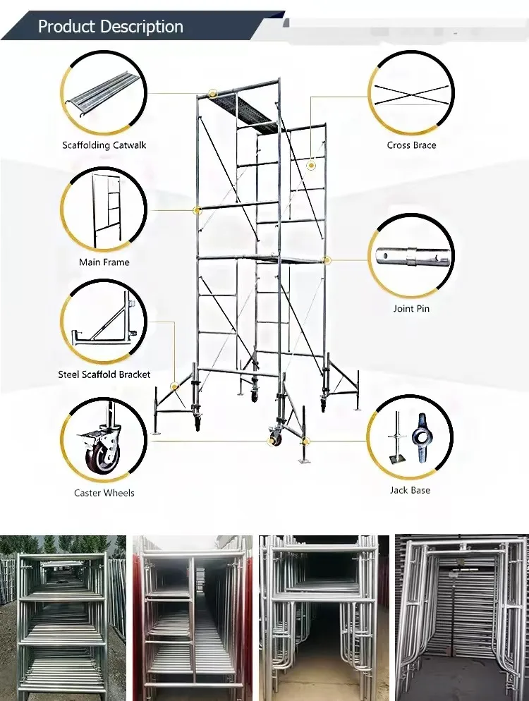 Building Scaffold Construction Movable Steel Scaffolding Tower Ladder Galvanized Cheap ...