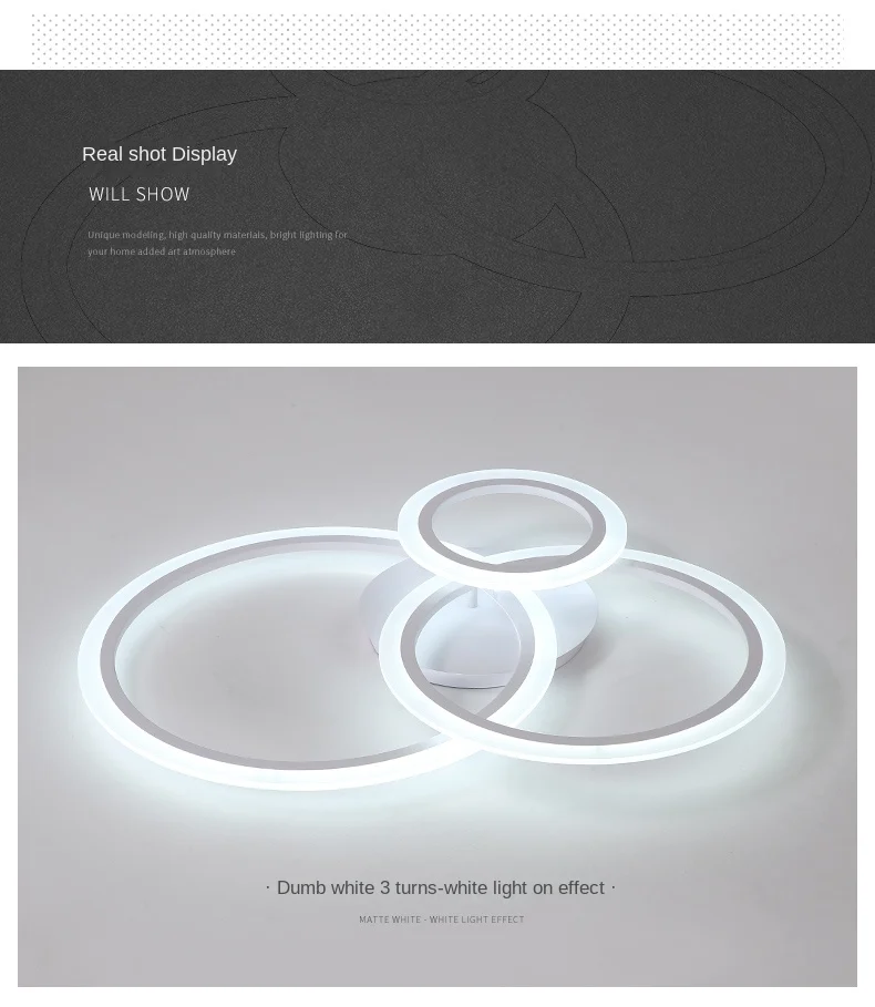 Living Room Led Ceiling Light Acrylic Round Rings Bedroom Kitchen Panel ...