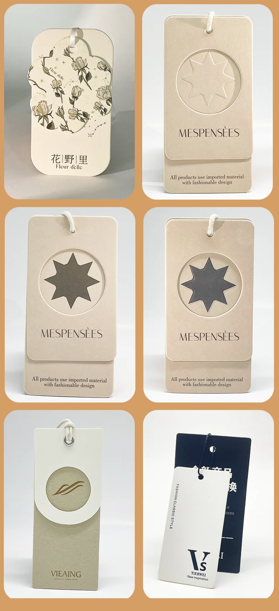 Customized Hang Tag Logo Embossed Matte Finishing Luxury