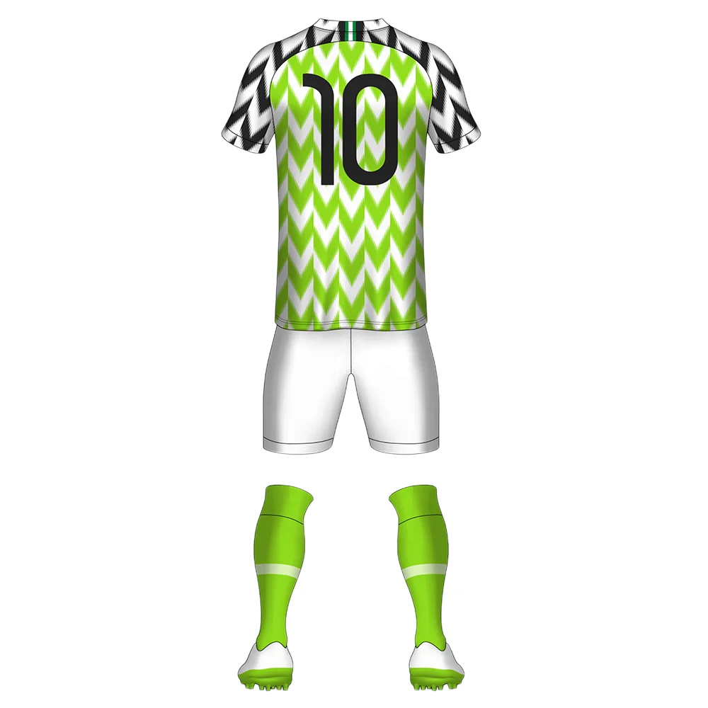 Support Sample Custom Green Chevron Soccer Kit Set Uniforms With Socks ...