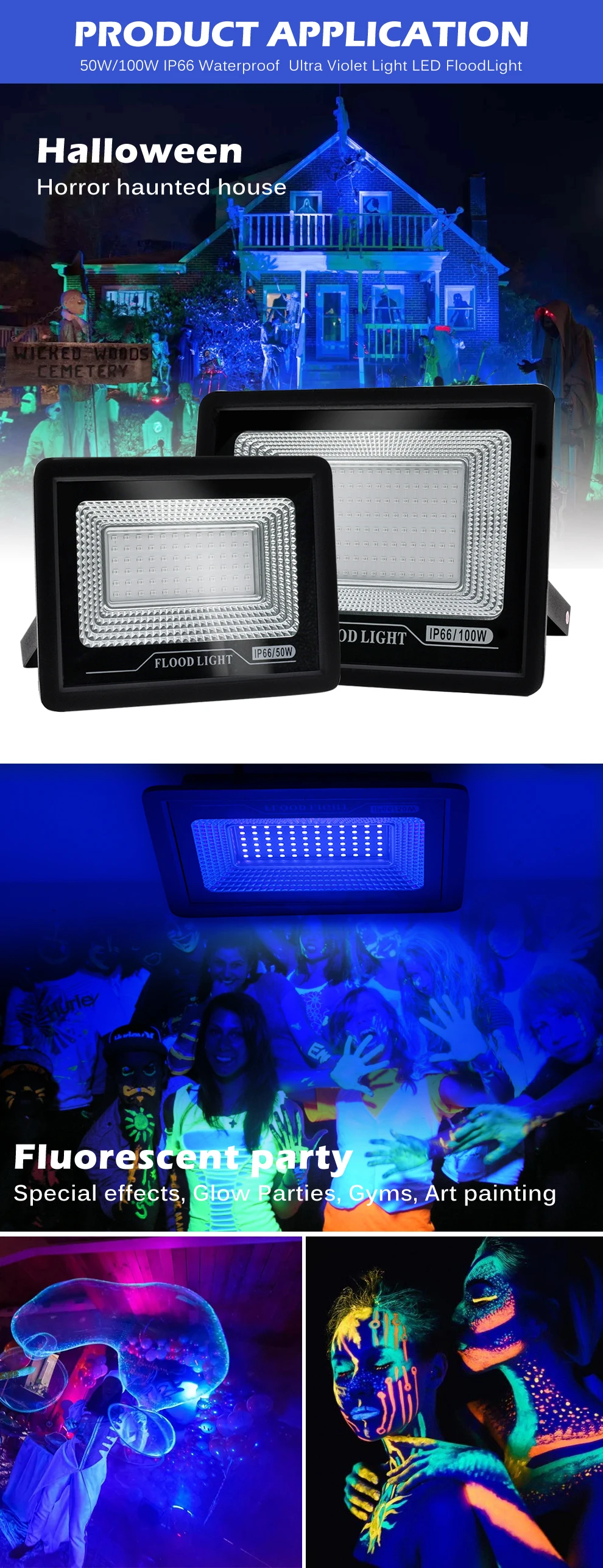 Black Lights 50w 150w 100w 200w 300w 400w Waterproof Ip65 Led Uv Flood ...