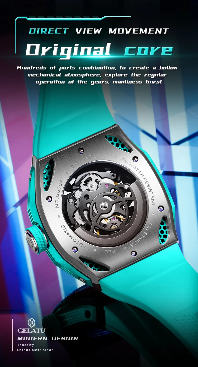 GELATU 6007 Luxury Sport Watch - Stainless Steel & Automatic