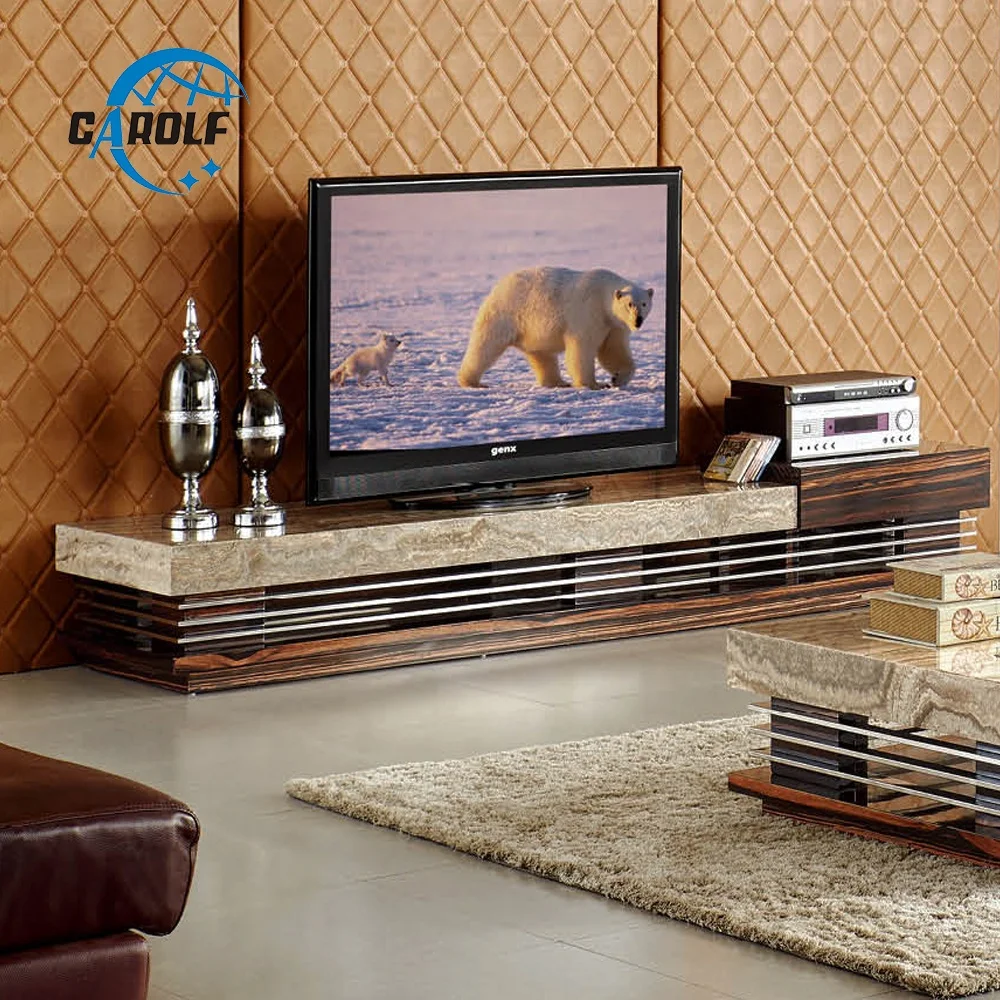 Best Price Travertine Marble Modern Tv Stand With Stainless Steel Base ...