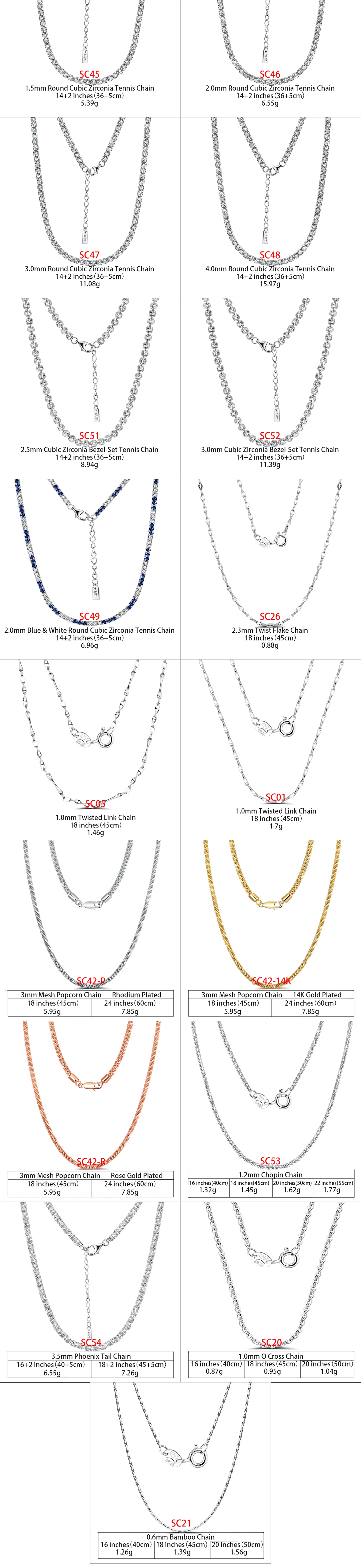 RINNTIN SC Wholesale 925 Silver Sterling Chain Men's Jewelry