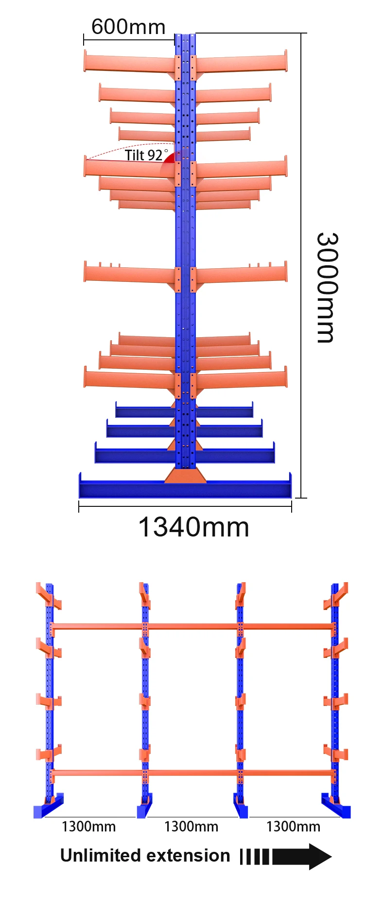 Telescopic Cantilever Pipe Rack heavy Duty Garment Rack Shelving Garage ...