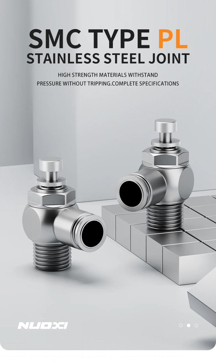 304 Stainless Steel Throttle Valve Pneumatic Quick Connector Speed Control Switch Regulating ...