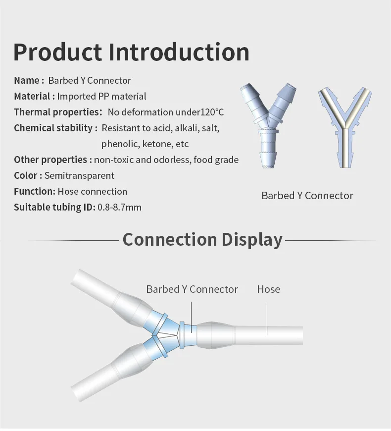 Mini Hose Connector Y Shape Barbed Connector 3 Way Equal