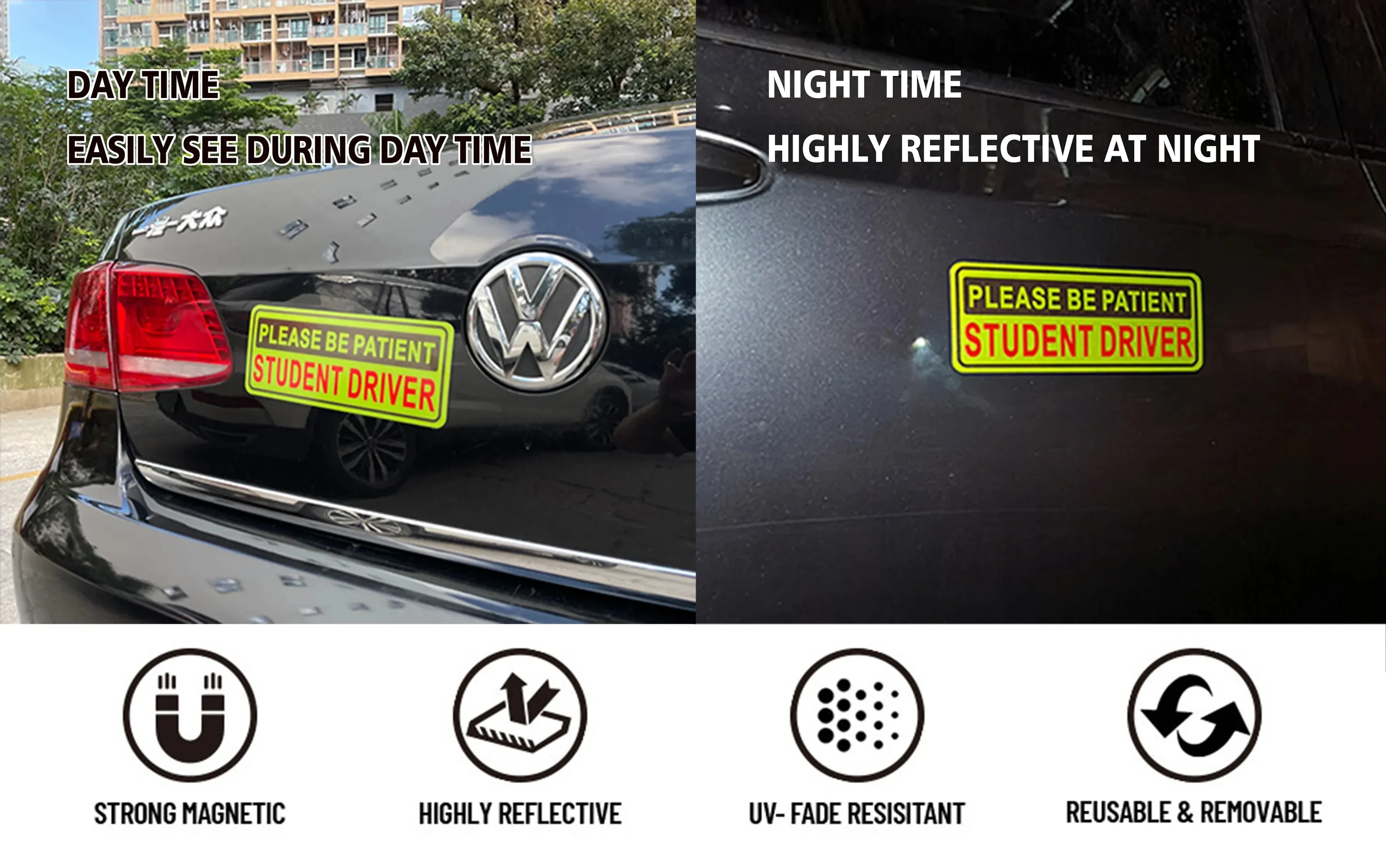 2 Pack Magnetic And Reflective Safety Cute Design Baby On Board Magnet ...