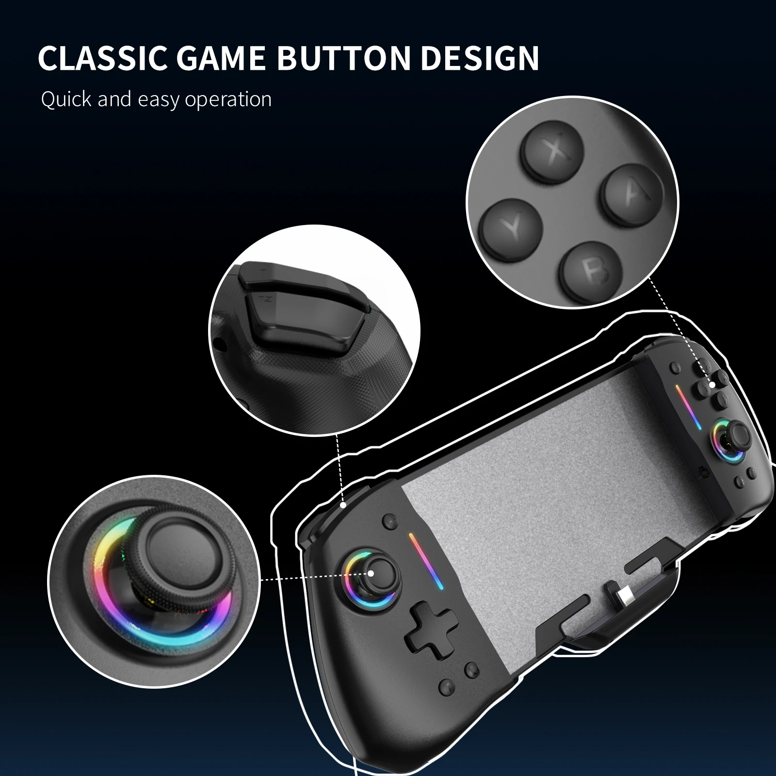 6 Axis Gyro Motion Sensor Gaming Controller Gamepad with RGB Light for ...