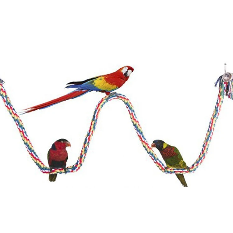 Parrot Rope Perch Cotton Rope Bird Perch With Bell Climbing Stand Bar ...