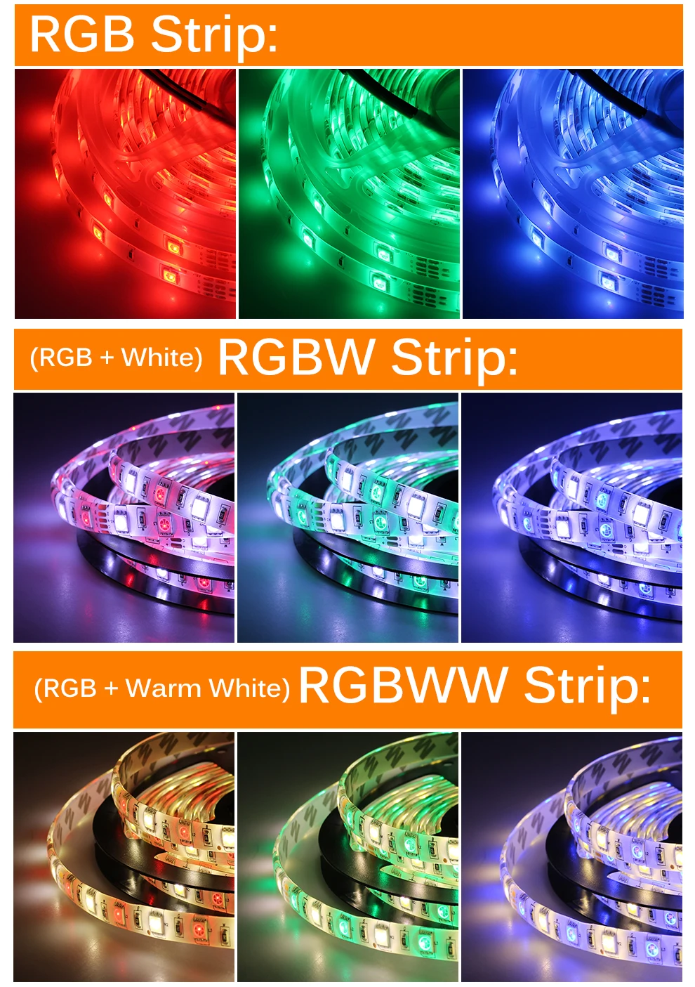 5050 Led Strip Rgb Rgbw Rgbww 5m 10m Rgb Color Changeable Flexible Led Light Tape With Remote ...