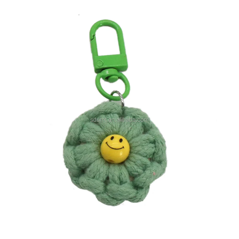New Cute Cartoon Smiling Face Expression Pendant Cotton Rope Woven Key ...