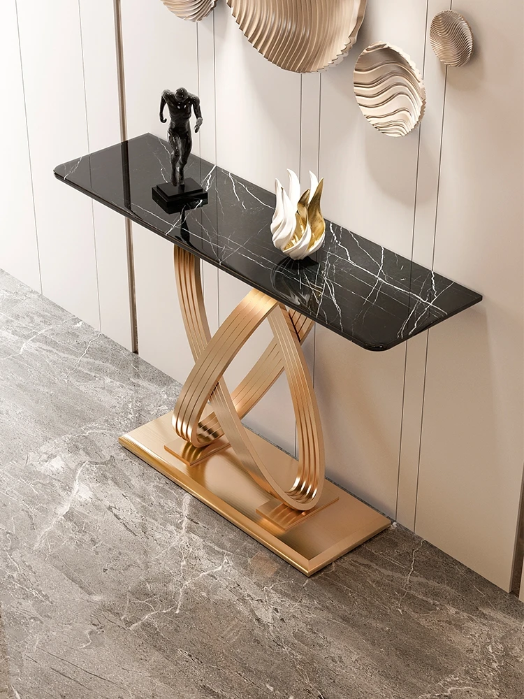 Console Table - Modern Gold Metal with Customized Marble Top