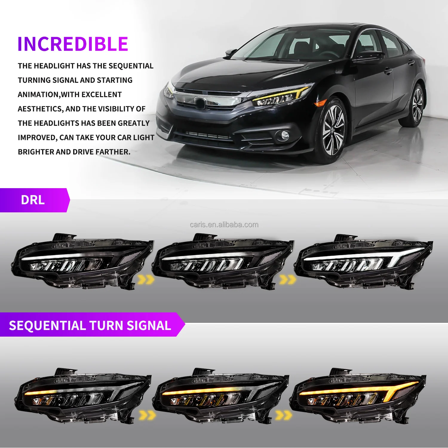 Archaic RGB Headlights for 10th Gen Honda Civic 2016-2020