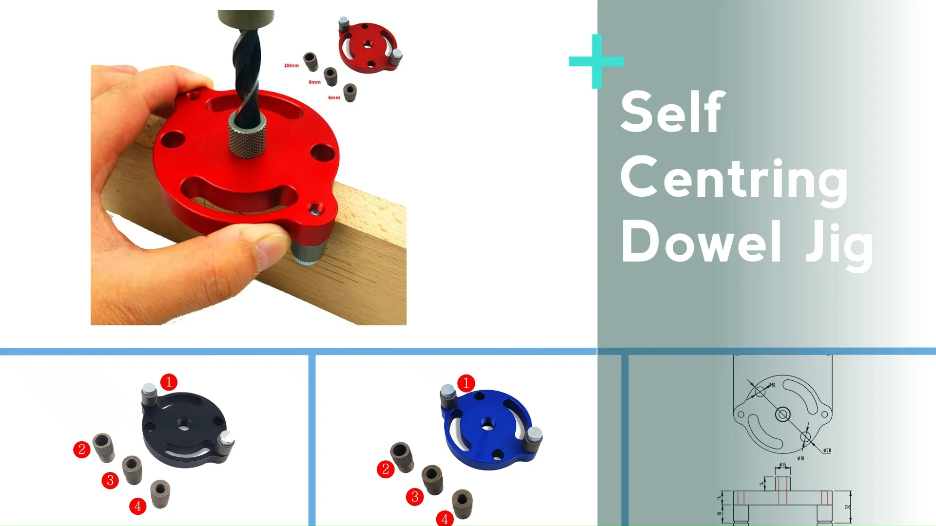 Vertical Pocket Hole Jig Wood Dowelling Jig Punch Locator Drilling ...