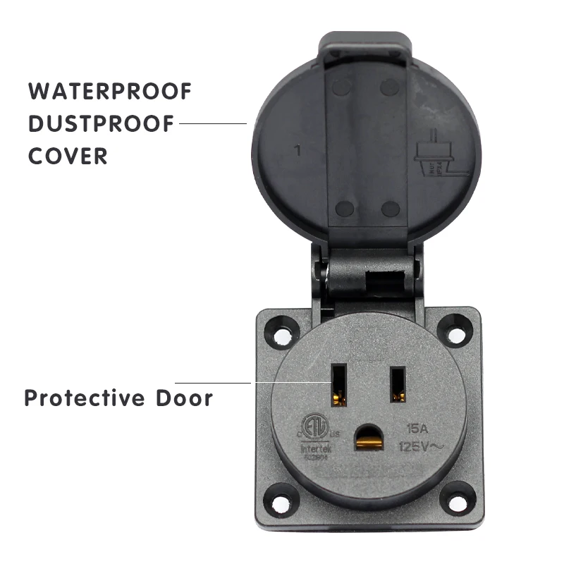 IEC 125V AC Power Socket USA NEMA 5-15R IP44 with Cover