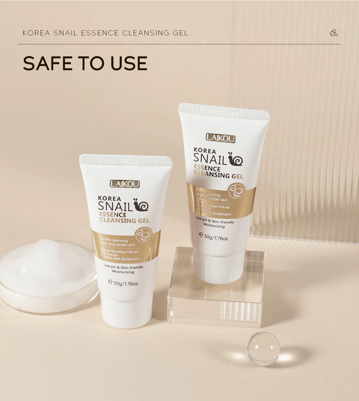 Laikou Korea Snail Essence Cleansing Gel Brightening Moisturizing Face ...