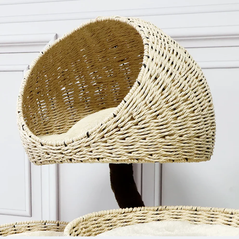 Modern Cat Tree For Indoor Cats,Hand-made Cat Condo With Rattan - Buy ...
