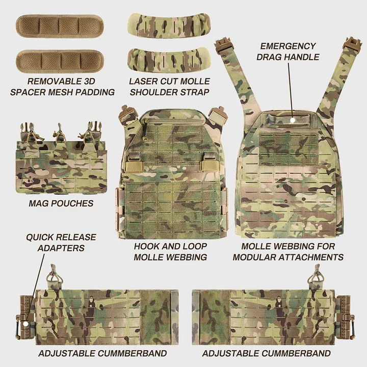 Votagoo Tactical Plate Carrier Combat Vest Colete Tatico Assault Vest ...