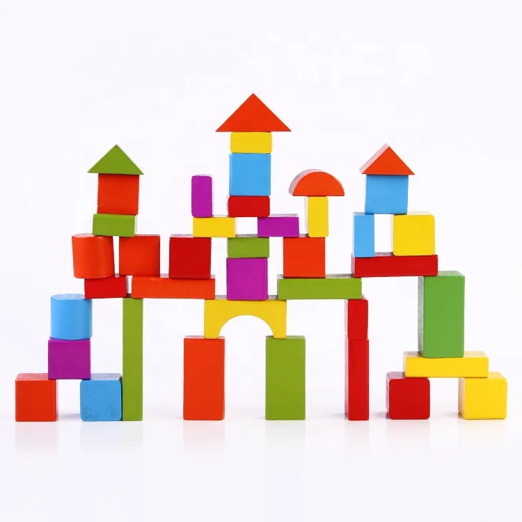 Wholesale Fancy Colours Wooden Building Blocks Toy Cheap Kids Wooden ...