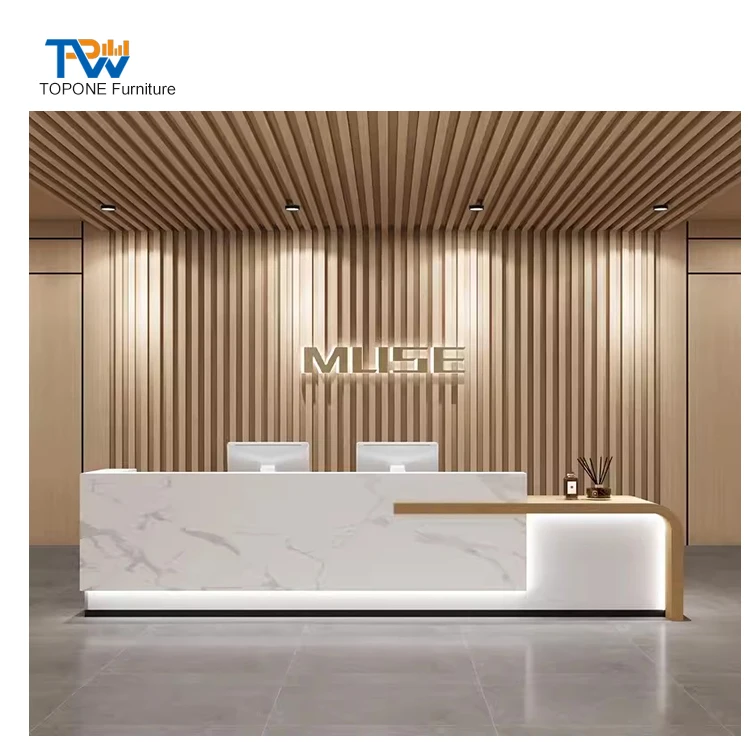 White Curved Reception Desk - Modern Office Furniture